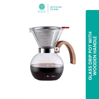 Glass Drip Pot With Wooden Handle